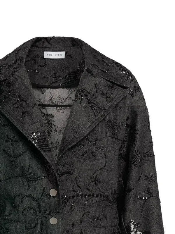 WEILI ZHENG Sequin-embellished Denim Blazer