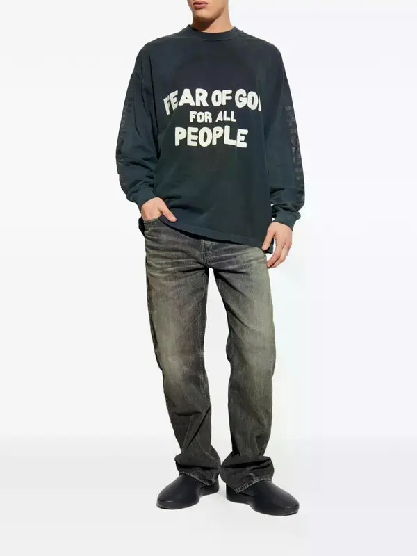 Fear Of God Slogan-print Long-sleeve T-shirt - Blue