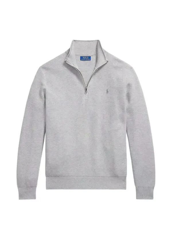 Polo Ralph Lauren Mesh-knit Quarter-zip Sweater - Grey