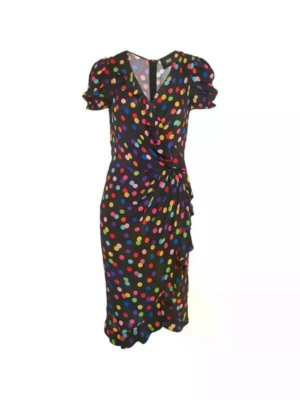 Dolce & Gabbana Polka Dot Ruffled Midi Dress - Black