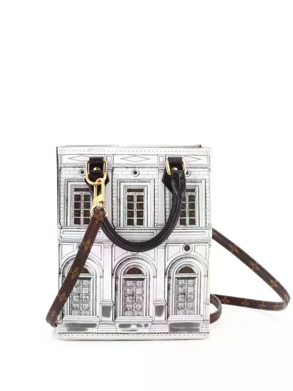 LOUIS VUITTON Petit Sac Plat Bag Fornasetti Architettura Print - Brown