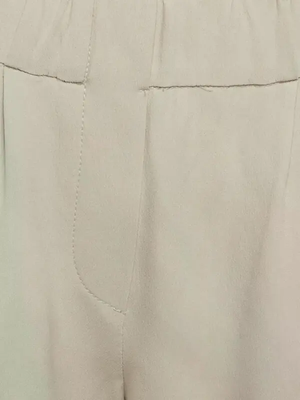 Brunello Cucinelli Beige Crepe Cropped Trousers