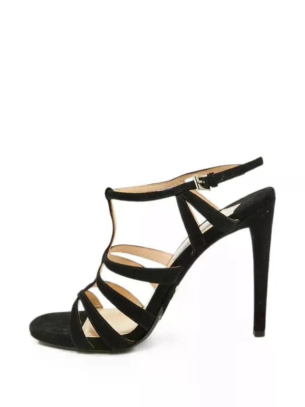 Prada T-strap Suede Heeled Sandals