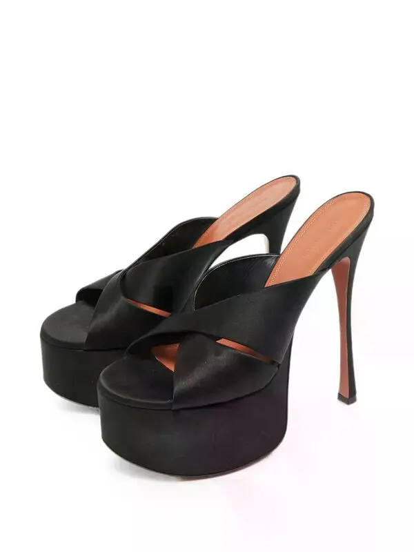 Amina Muaddi Dalida Platform Sandals - Black