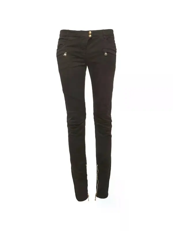 Balmain Skinny Jeans With Zip Pockets - Black