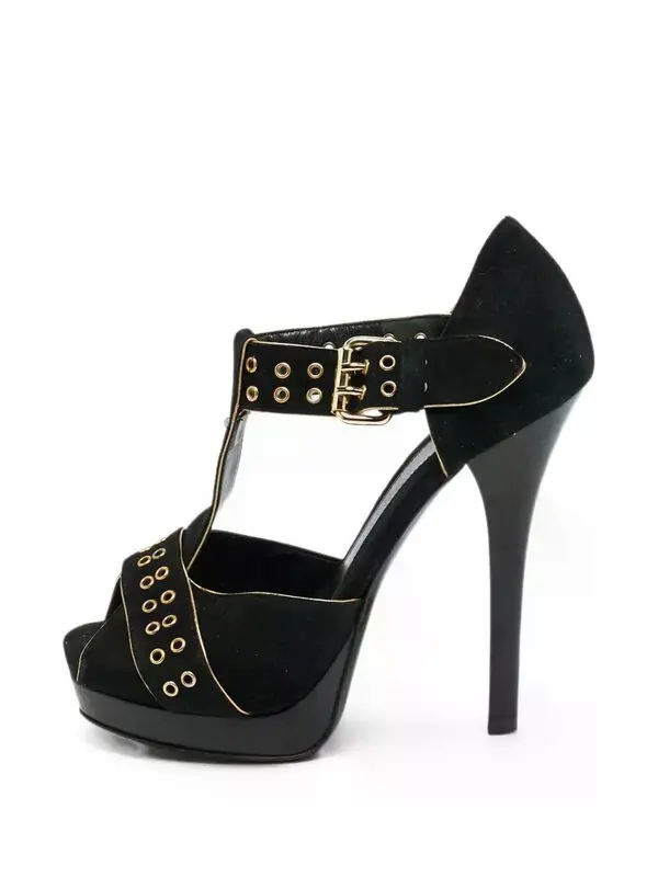 Fendi Suede T-bar Platform Sandals - Black