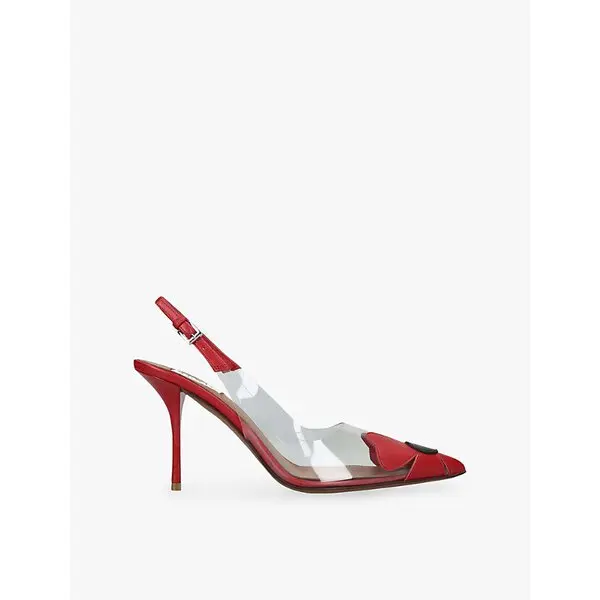 AZZEDINE ALAIA Bloom 90 Slingback Leather Heels - Red