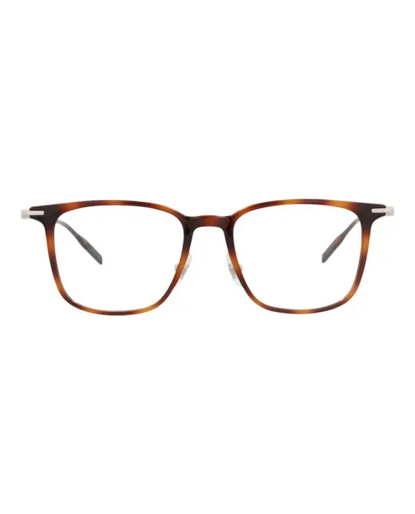 Montblanc Havana Silver Transparent Squareframe Injection Optical Frames