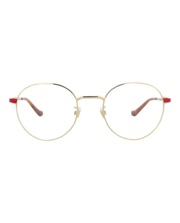 Gucci Roundframe Metal Optical Frames Gold Red Transparent