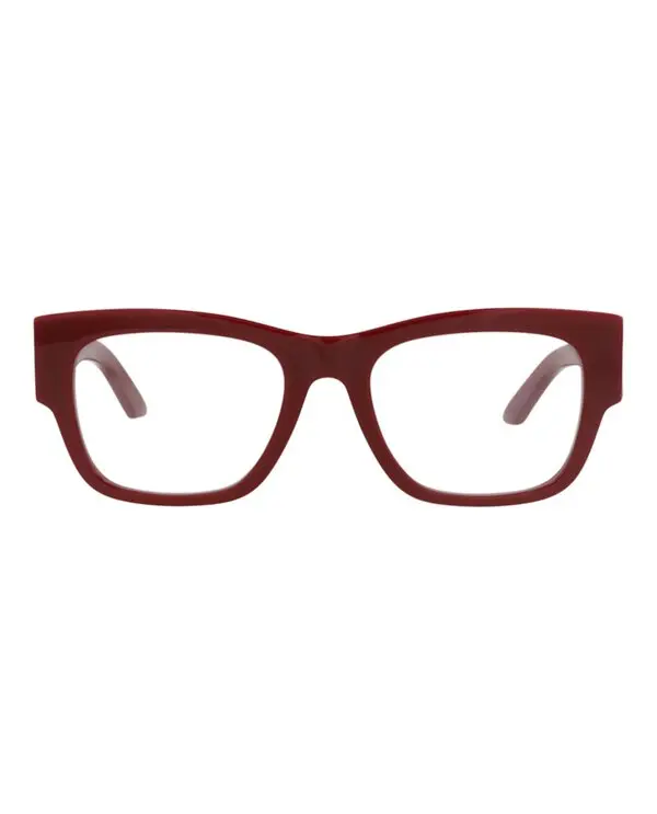 Alexander McQueen Squareframe Recycled Acetate Optical Frames Burgundy Burgundy Transparent