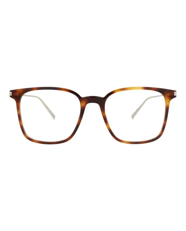 Saint Laurent Squareframe Recycled Acetate Optical Frames Havana Gold Transparent