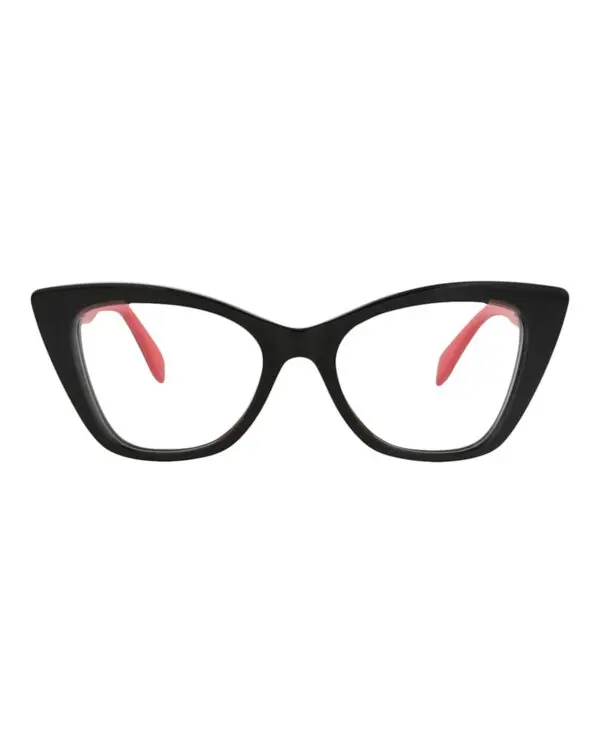 Alexander McQueen Cat Eyeframe Acetate Optical Frames Black Black Transparent