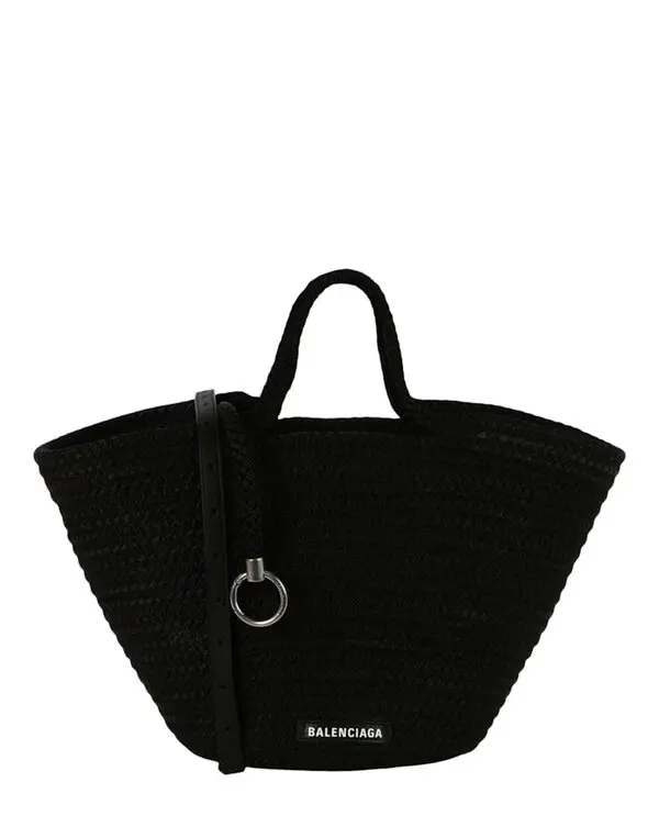 Balenciaga Ibiza Medium Basket Totecr Black White