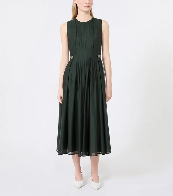 Max Mara Silk-blend Organza Fit-and-flare Maxi Dress
