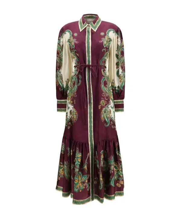 ALEMAIS Ruthie Flower-motif Silk-blend Maxi Shirt Dress - Multicolor
