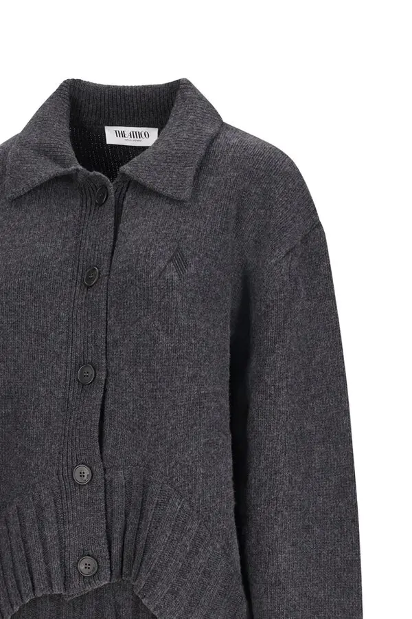 Attico Embroidered Logo Knit Cardigan