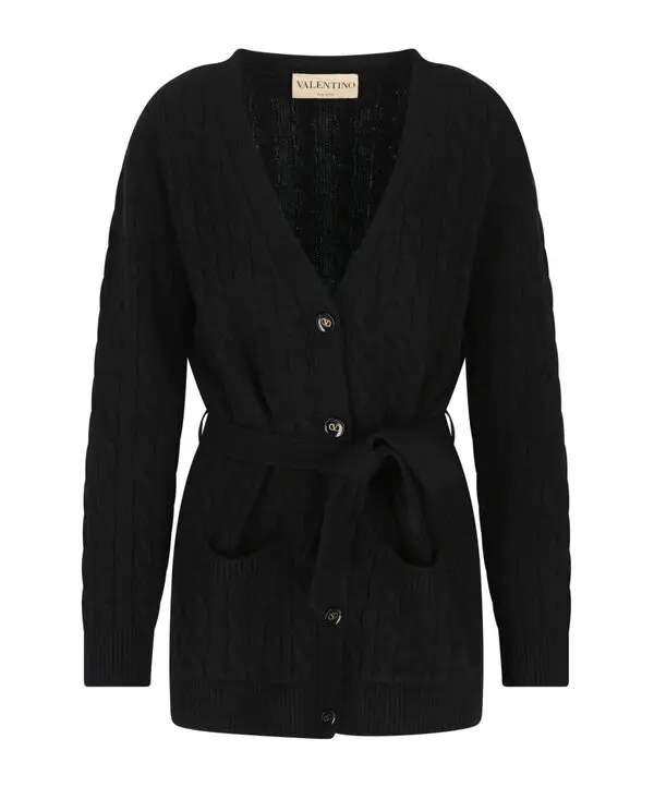 Valentino Garavani Belted Button-up Cardigan - Black