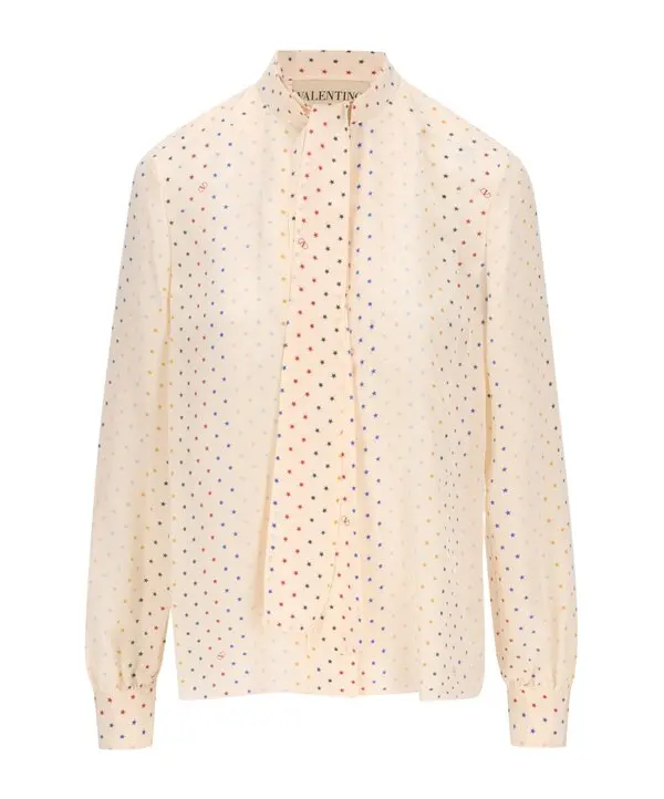 Valentino Garavani All-over Star Printed Long-sleeved Shirt - Light Brown