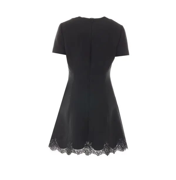 Valentino Garavani Lace Hem Crewneck Dress - Black