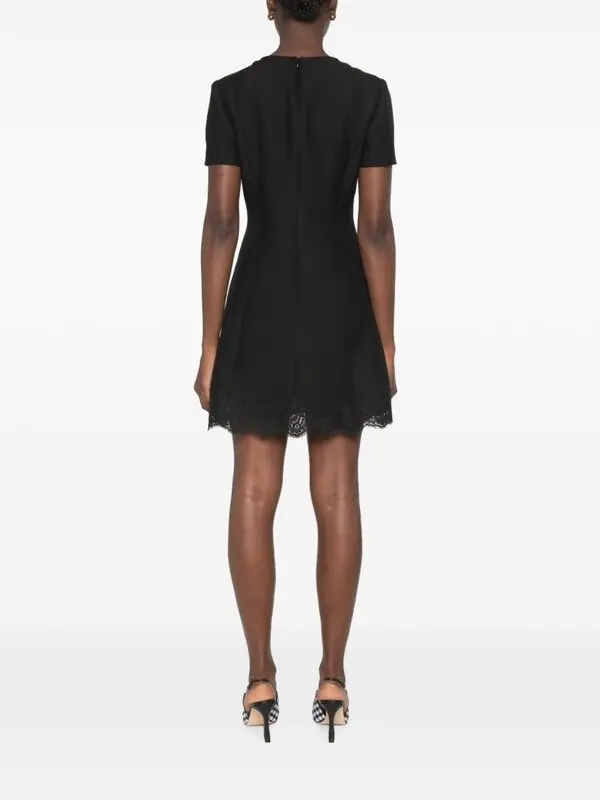 Valentino Garavani Lace Hem Crewneck Dress - Black