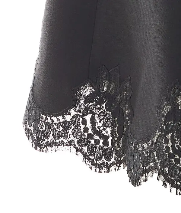 Valentino Garavani Lace Hem Crewneck Dress - Black