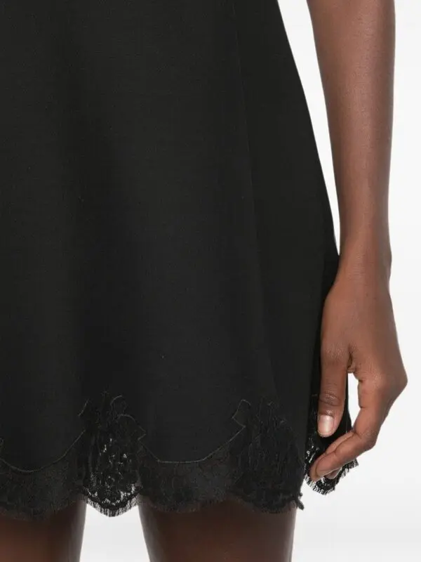 Valentino Garavani Lace Hem Crewneck Dress - Black
