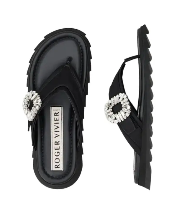 ROGER VIVIER Slidy Viv' Thong Mules In Satin