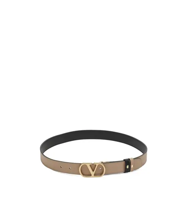 Valentino Garavani Vlogo Signature Reversible Shiny Calfskin Belt - Black