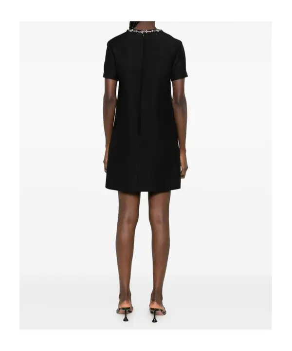 Valentino Garavani Embroidered Crepe Couture Short Dress - Black