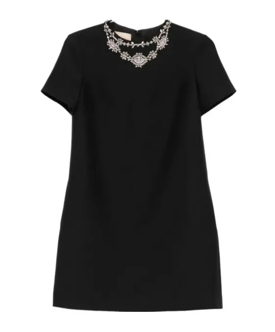 Valentino Garavani Embroidered Crepe Couture Short Dress - Black