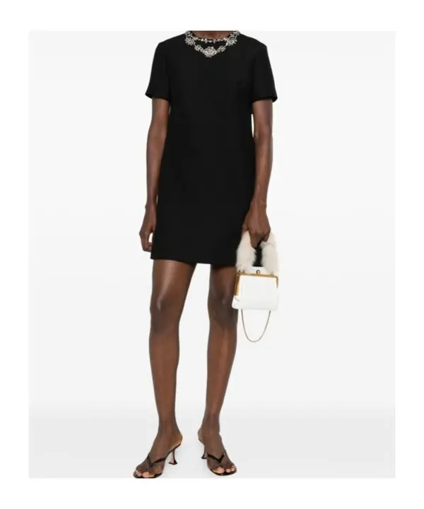 Valentino Garavani Embroidered Crepe Couture Short Dress - Black