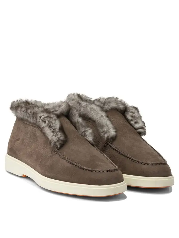 Santoni Ankle Boots With Fur Trim
