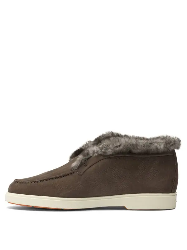 Santoni Ankle Boots With Fur Trim