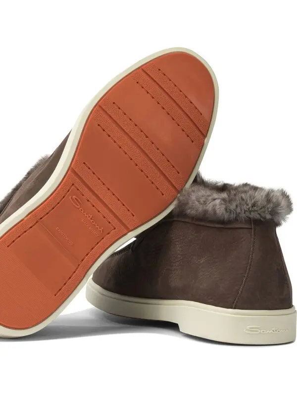Santoni Ankle Boots With Fur Trim