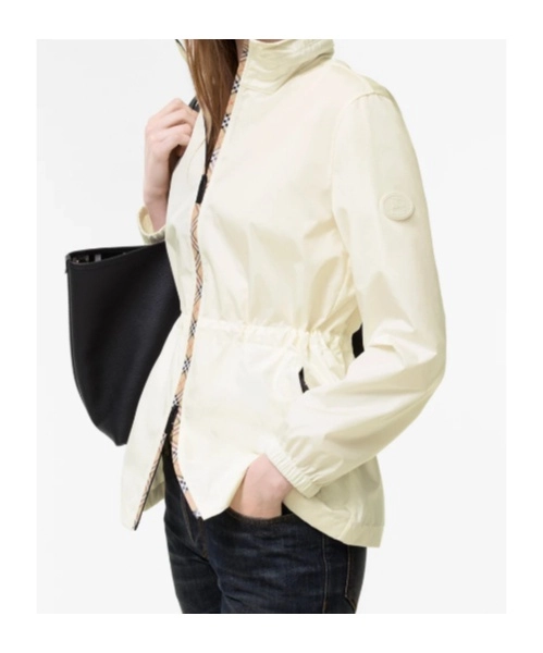 Burberry Zipped Jacket With Knight Motif Appliqu - Seashell White