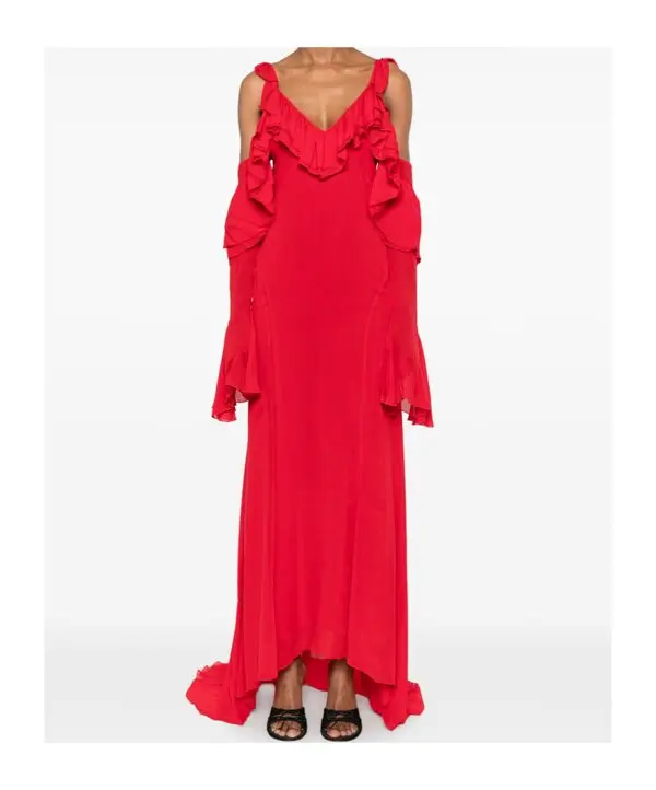 Blumarine Ruffled Cold-shoulder Maxi Dress