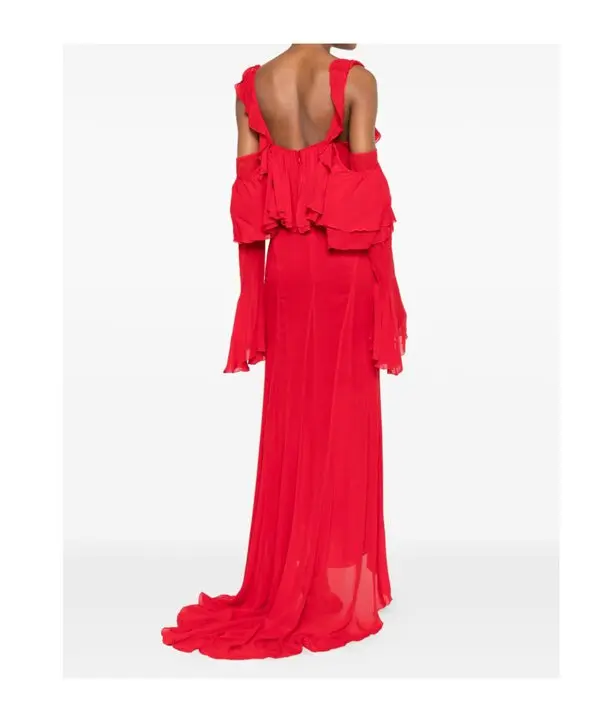 Blumarine Ruffled Cold-shoulder Maxi Dress