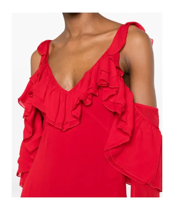 Blumarine Ruffled Cold-shoulder Maxi Dress