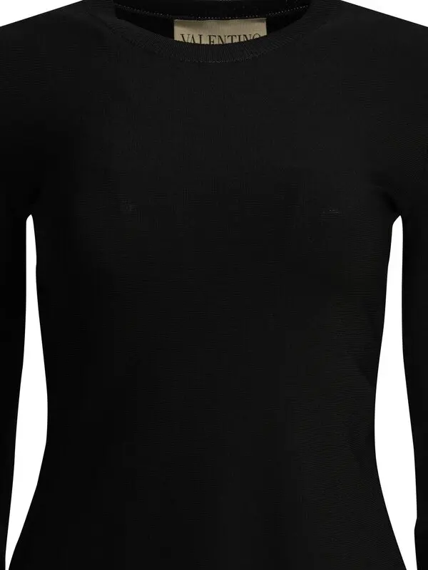Valentino Garavani Long Sleeve Dress With Lace Trim