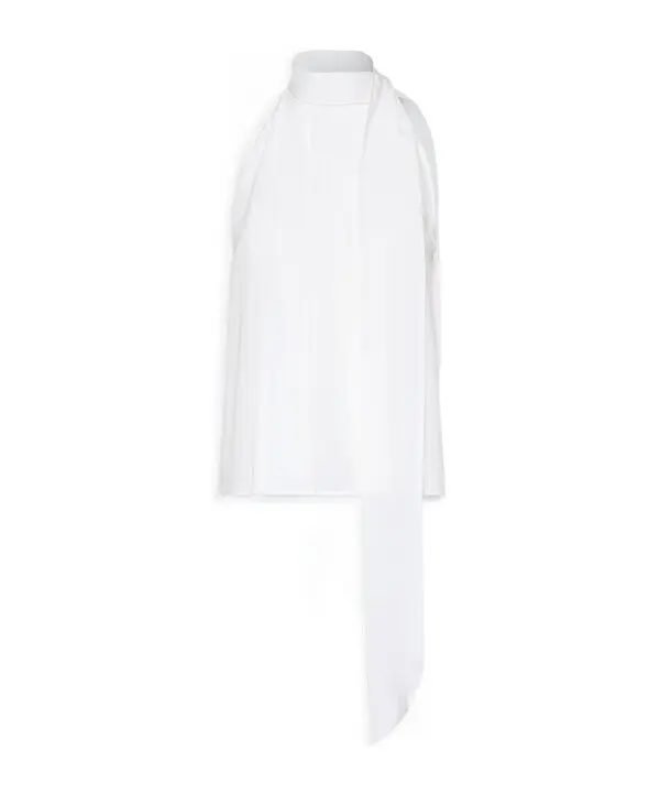 Max Mara Halterneck Tie-fastening Blouse - White