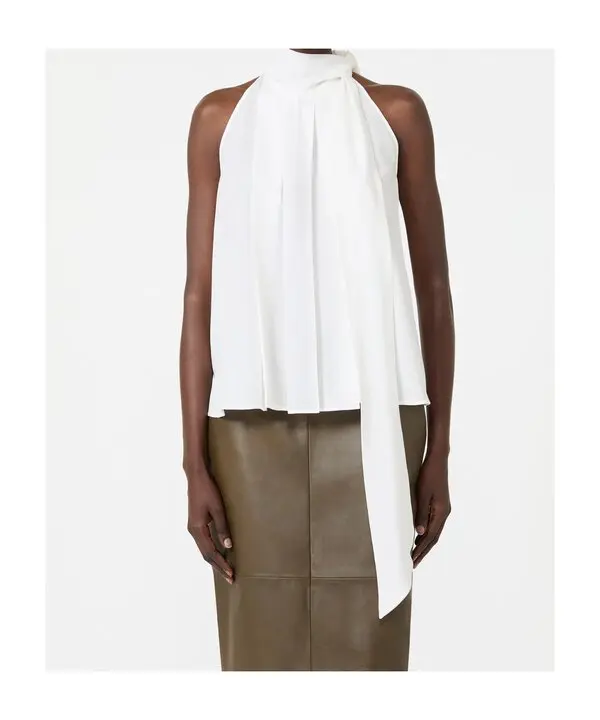 Max Mara Halterneck Tie-fastening Blouse - White