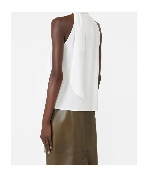 Max Mara Halterneck Tie-fastening Blouse - White