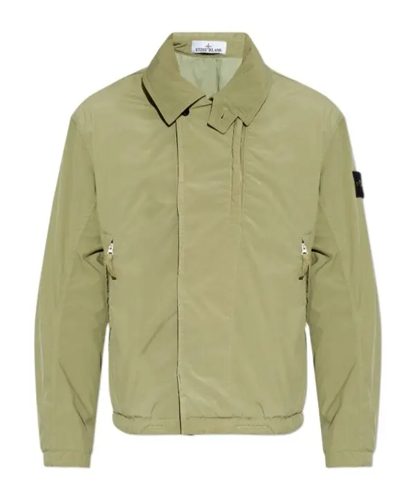 Stone Island Long Sleeve Jacket With Logo Patch - Nude
