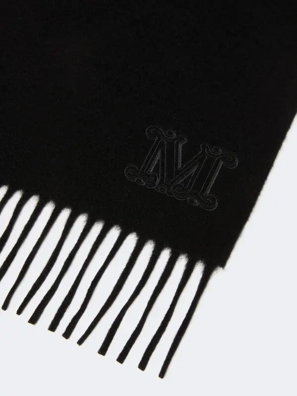 Max Mara Dalia Logo-embroidered Fringed Cashmere Scarf