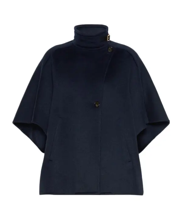 Max Mara Derrik High Neck Cape - Midnight Blue