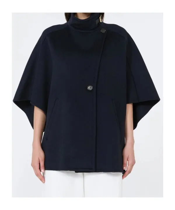 Max Mara Derrik High Neck Cape - Midnight Blue