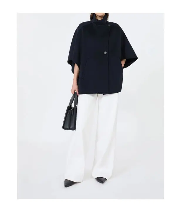 Max Mara Derrik High Neck Cape - Midnight Blue