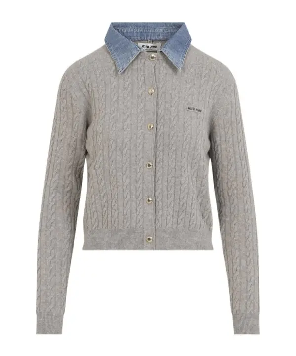 Miu Miu Wool And Cashmere Cardigan - Grey