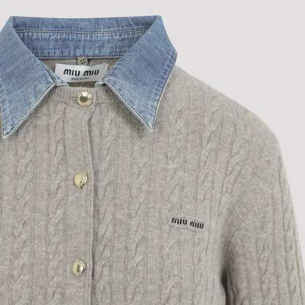 Miu Miu Wool And Cashmere Cardigan - Grey