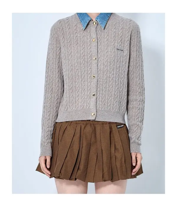 Miu Miu Wool And Cashmere Cardigan - Grey